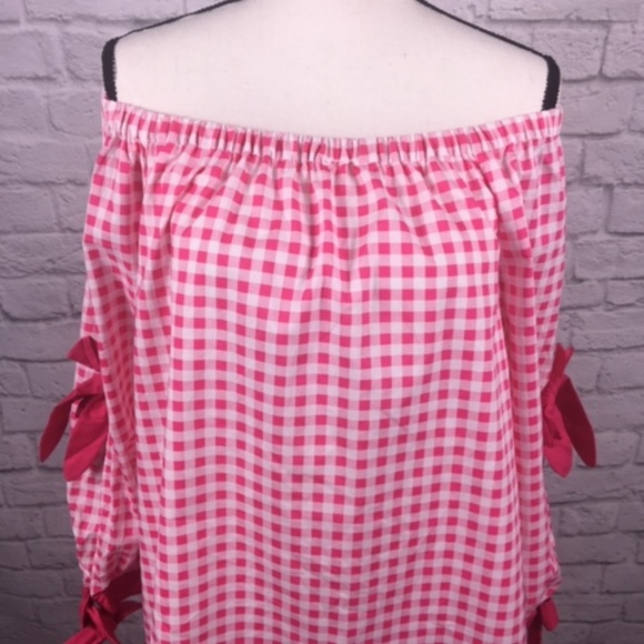 XOXO | Tops | Xoxo Off Shoulder Raspberry Gingham Checked Top Xl | Poshmark